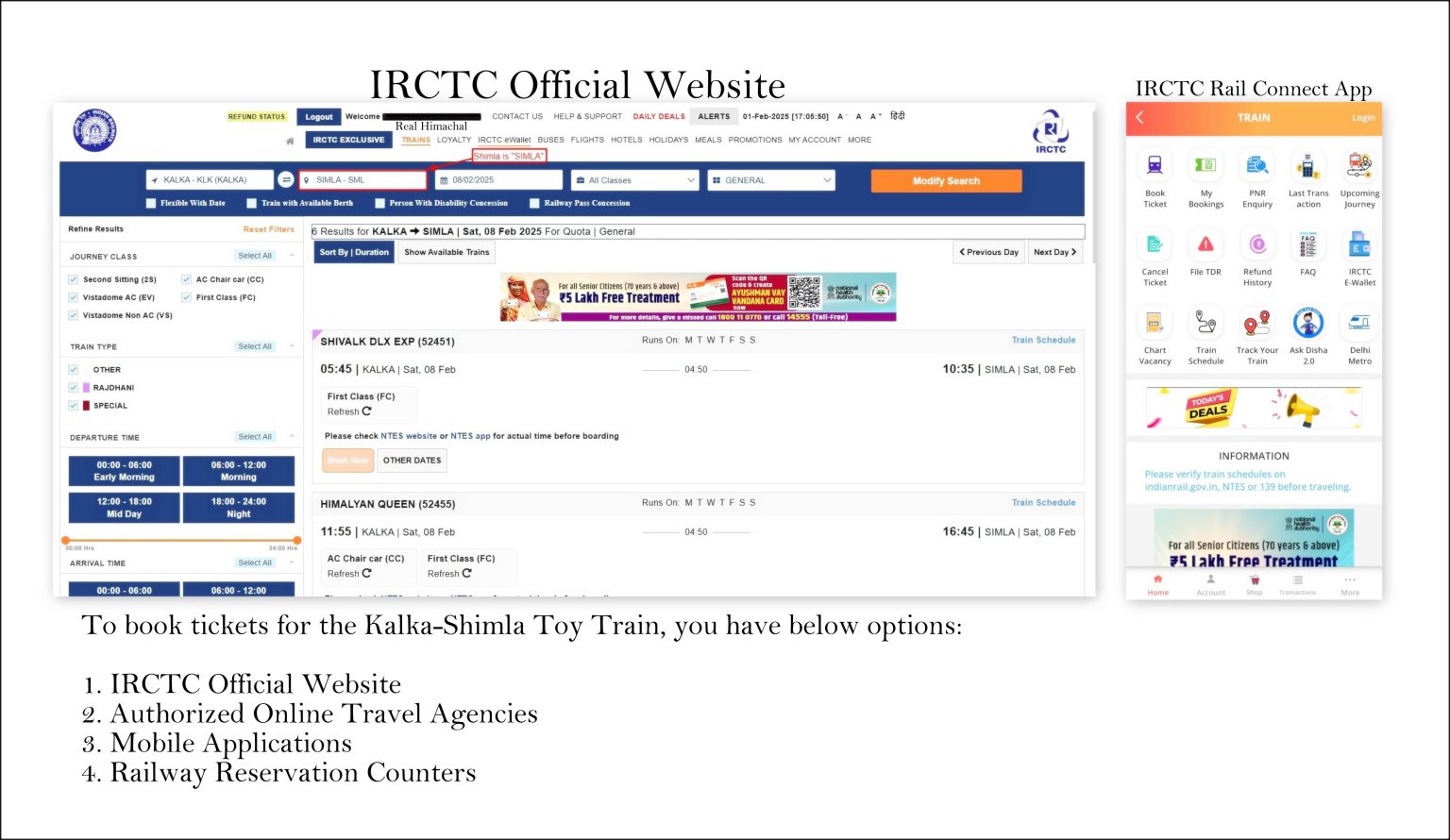 Kalka Shimla Toy Train 2025: Timing,Tickets, Route & Booking